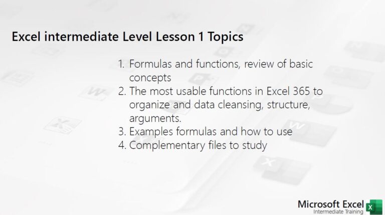 Microsoft Excel Intermediate level course Lesson 1 – RPA Learning